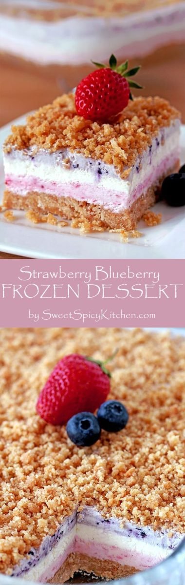 Strawberry Blueberry Frozen Dessert Is A Delicious Layered Summer Treat.