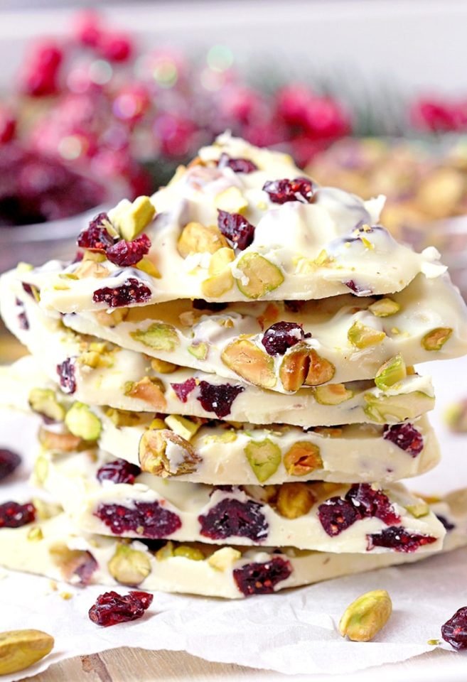 Cranberry Pistachio White Chocolate Bark Easy Christmas Dessert