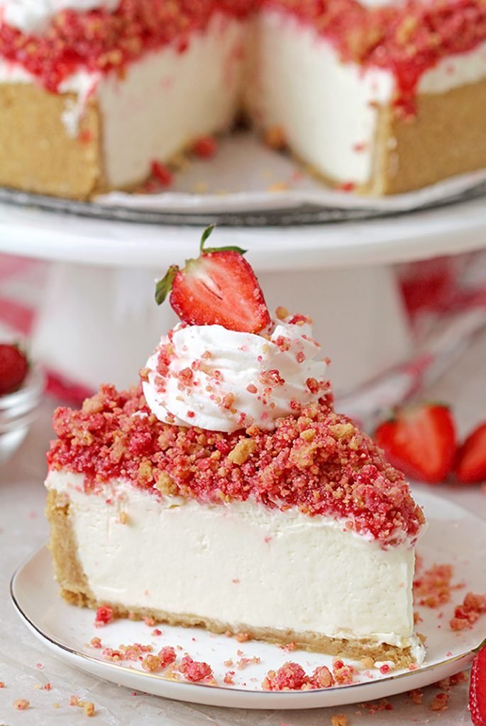 Strawberry Crunch Cheesecake - No.1 Easy No Bake Recipe