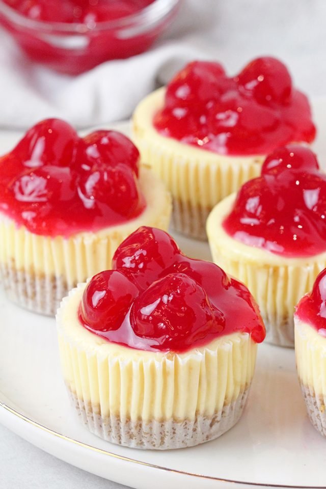 Mini Cherry Almond Cheesecakes - Perfect For Valentine's Day